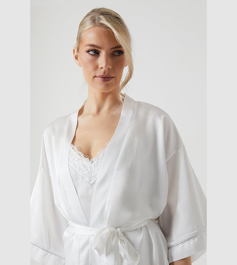 Buy Coast Outlet Embroidered Satin Bridal Night Robe In White ...