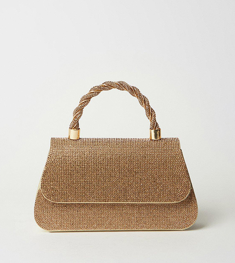 Buy Coast Diamante Twist Top Handle Grab Mini Bag In Gold | 6thStreet UAE