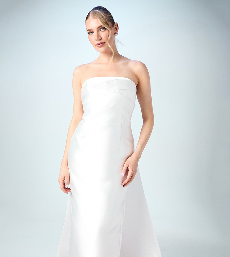 Buy Coast Twill Column Bandeau Wedding Dress In White | 6thStreet Saudi ...