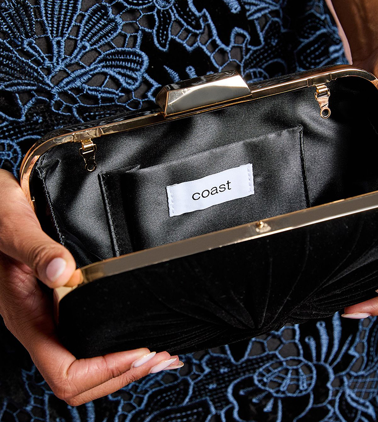 Buy Coast Azalea Velvet Bow Detail Clutch Bag In Black | 6thStreet ...