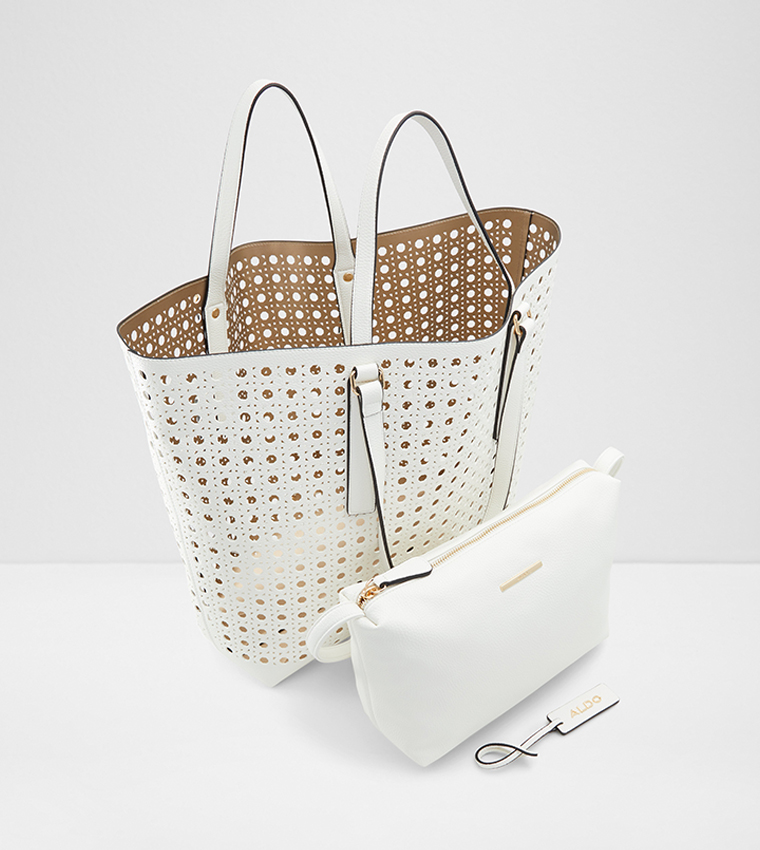 Buy Aldo BEACHTHARE Openwork Logo Detail Tote Bag In White | 6thStreet UAE