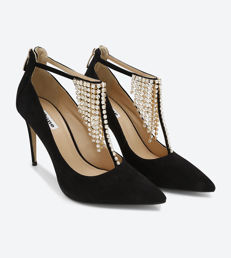 Buy Dune London Diamonte Trim Court Pumps Black BEJEWELED In Black ...