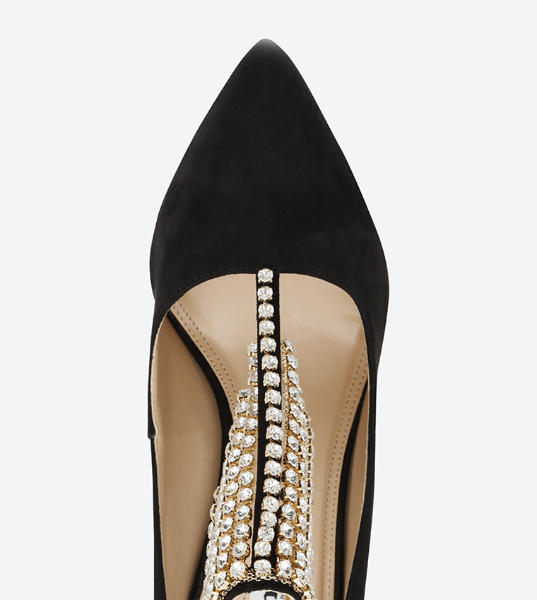 Buy Dune London Diamonte Trim Court Pumps Black BEJEWELED In Black ...