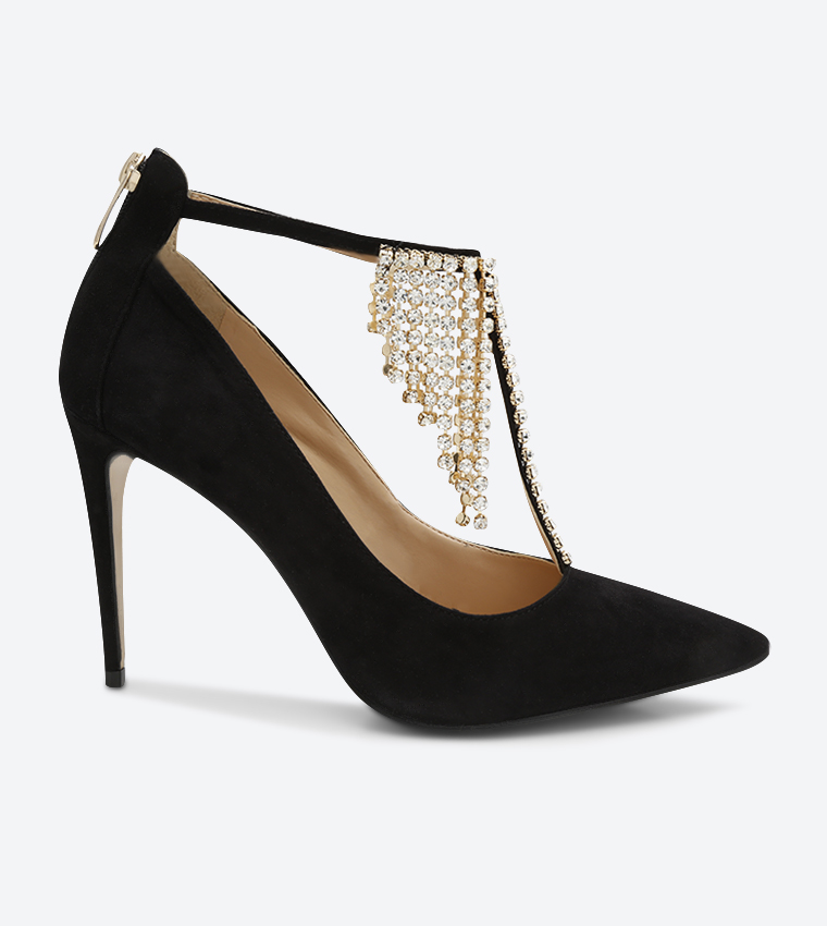 Buy Dune London Diamonte Trim Court Pumps Black BEJEWELED In Black ...