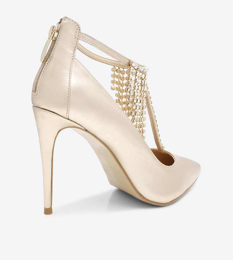 Buy Dune London Diamonte Trim Court Pumps Gold BEJEWELED In Gold ...