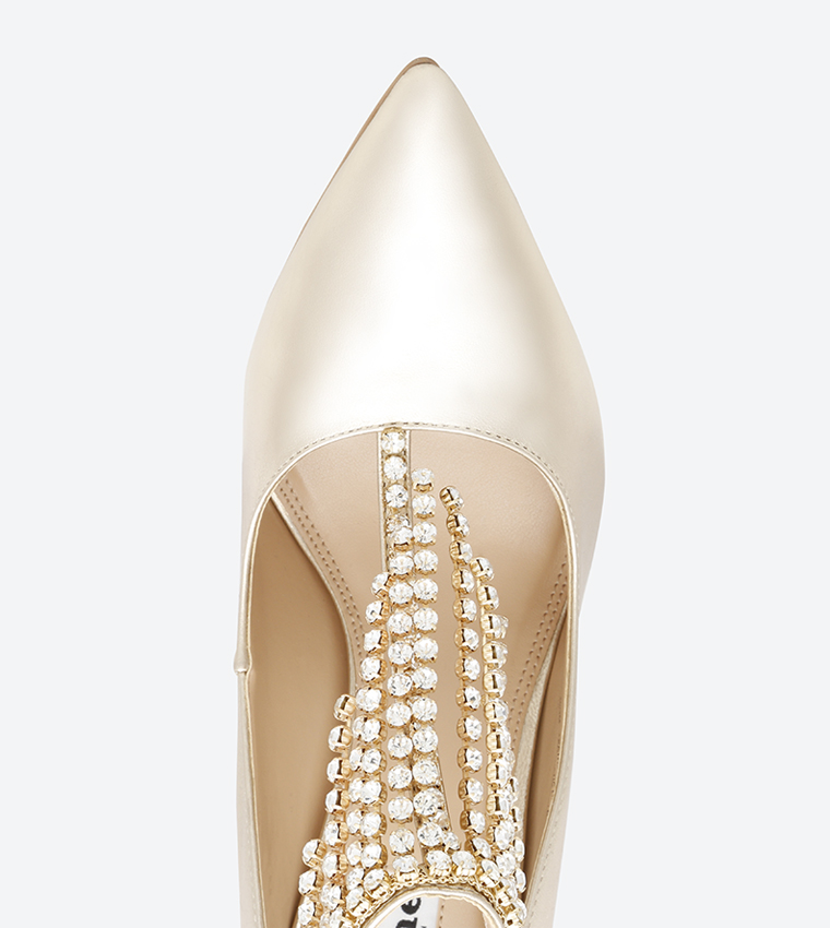 Buy Dune London Diamonte Trim Court Pumps Gold BEJEWELED In Gold ...