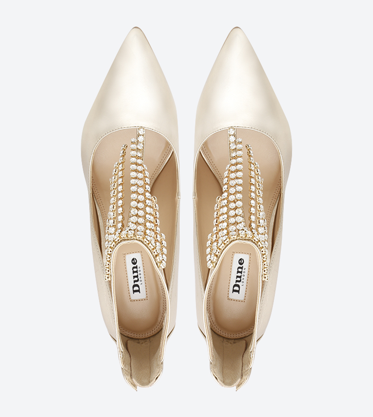 Buy Dune London Diamonte Trim Court Pumps Gold BEJEWELED In Gold ...