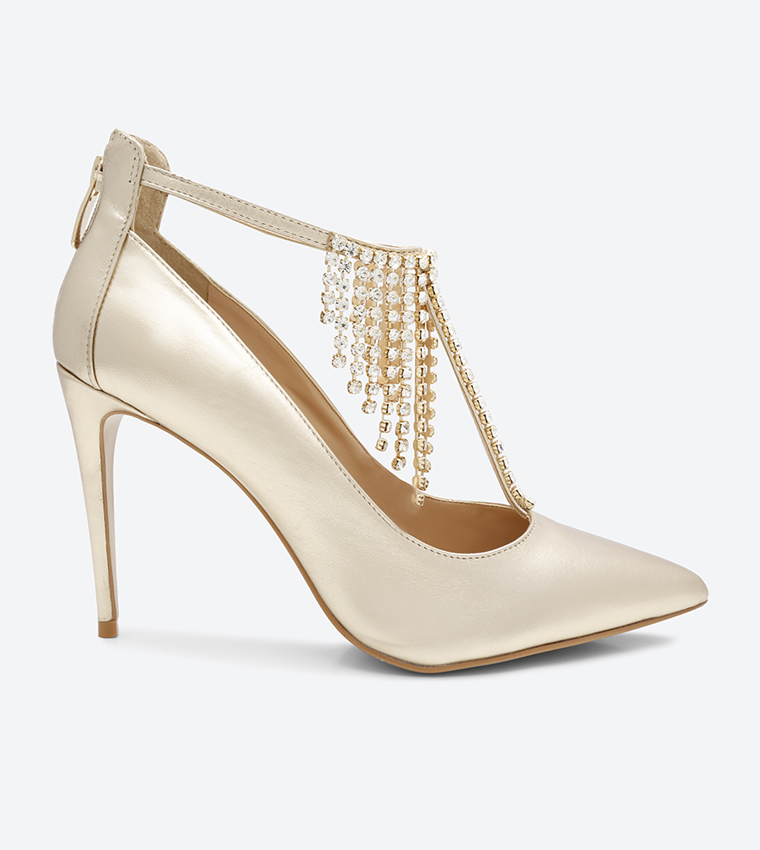Buy Dune London Diamonte Trim Court Pumps Gold BEJEWELED In Gold ...
