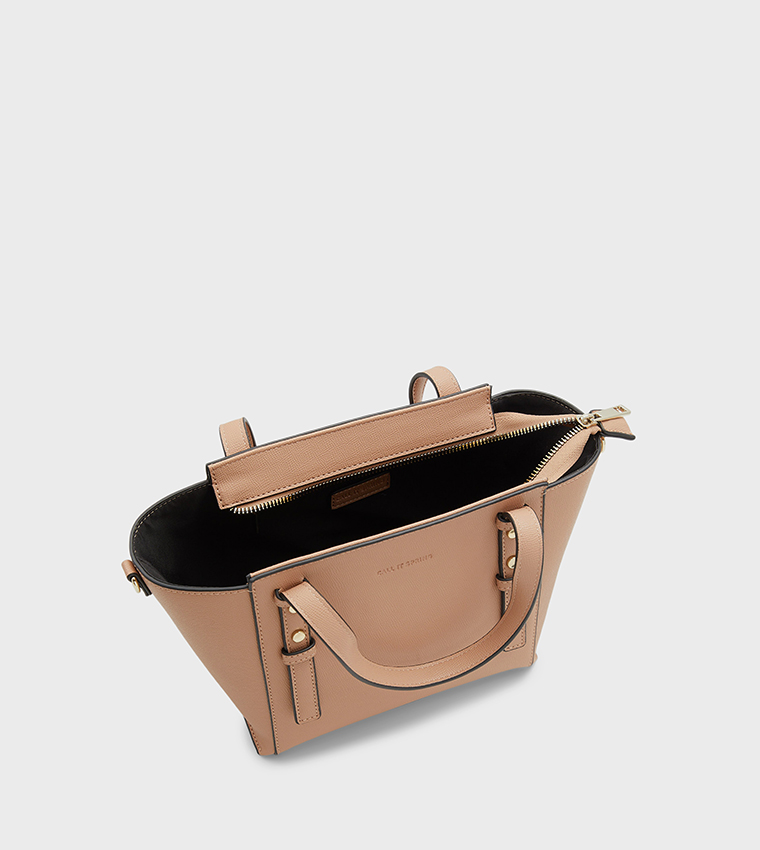 Buy Call It Spring BEM Logo Detail Tote Bag In Beige | 6thStreet Bahrain