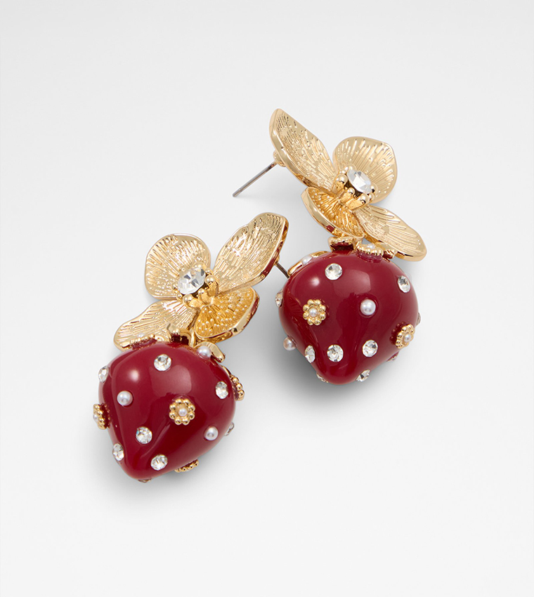 Buy Aldo Accessories BERRYBLOOM Embellished Drop Earrings In Red ...