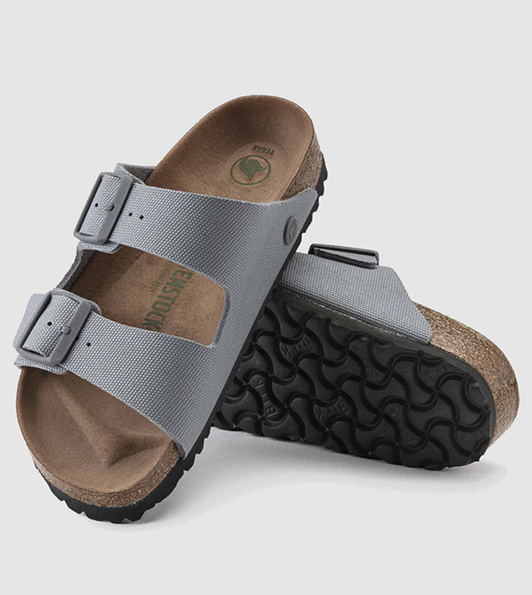 Buy Birkenstock Arizona Rivet Textile Stone Coin Vegan Slides In Grey ...