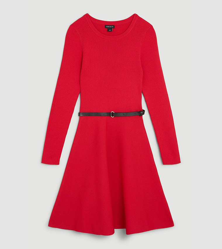 Buy Karen Millen Viscose Blend Crew Neck Knitted Skater Mini Dress In