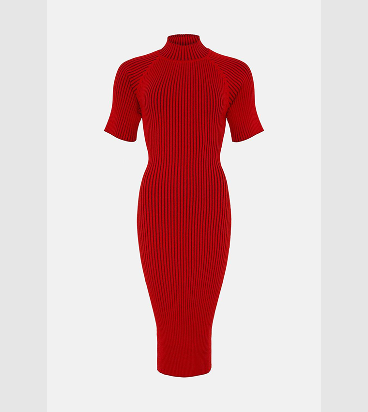 Buy Karen Millen Twist Back Reverse Knit Mini Dress In Red 6thstreet