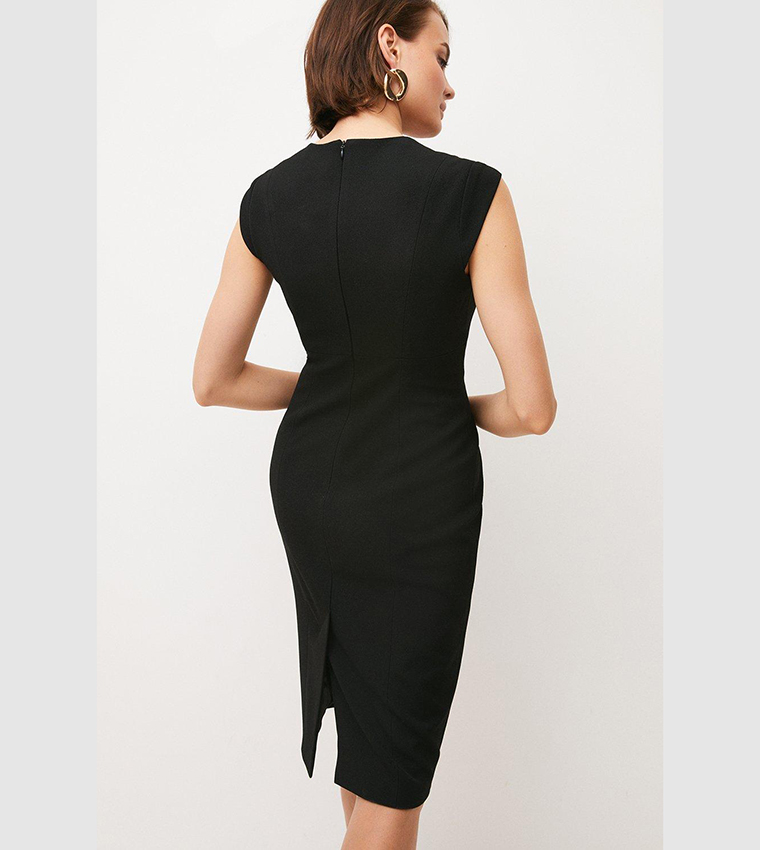 Buy Karen Millen Structured Crepe Envelope Neck Pencil Midi Dress In ...