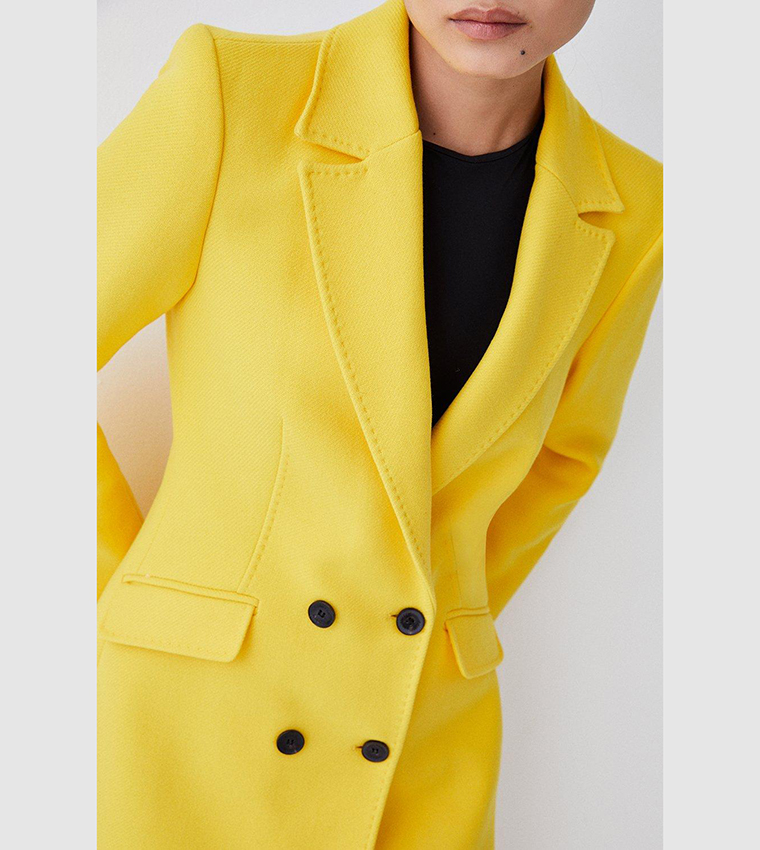 Buy Karen Millen Italian Wool Fitted Coat In Yellow | 6thStreet Qatar