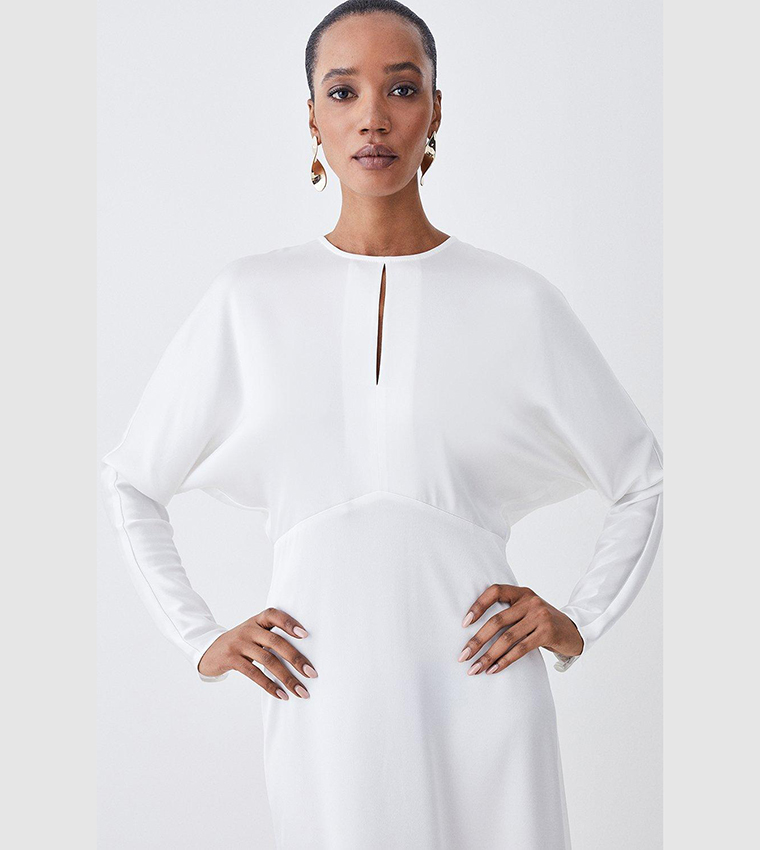 Buy Karen Millen Premium Lightweight Fluid Crepe Keyhole Midi Dress In