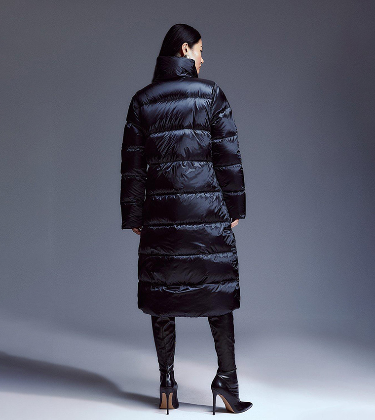 Buy Karen Millen Real Down Maxi Neck Scarf Puffer Coat In Black ...