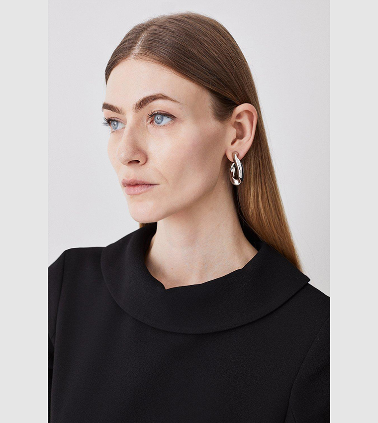 Buy Karen Millen Structured Crepe Roll Neck Dip Hem Midi Dress In Black ...