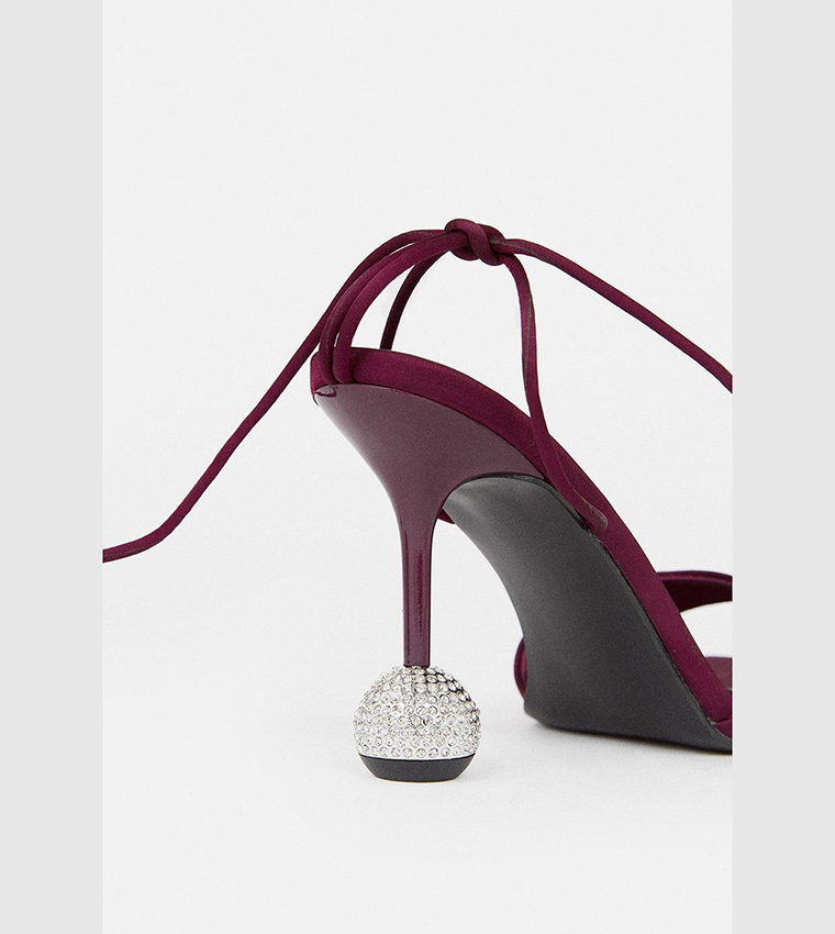 Buy Karen Millen Crystal Ball Strappy Heel Sandals In Red | 6thStreet UAE