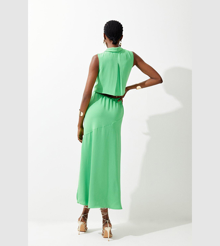 Buy Karen Millen Cowl Neck Woven Crepe Midi Dress In Green 6thstreet Uae