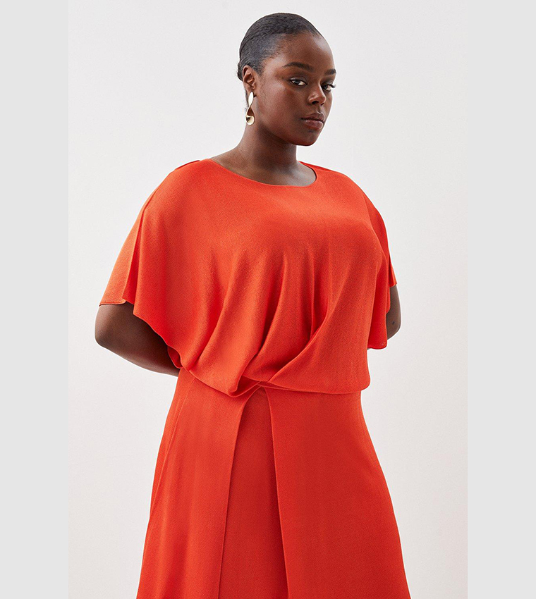 Buy Karen Millen Slinky Knit High Low Dress In Orange | 6thStreet Saudi ...