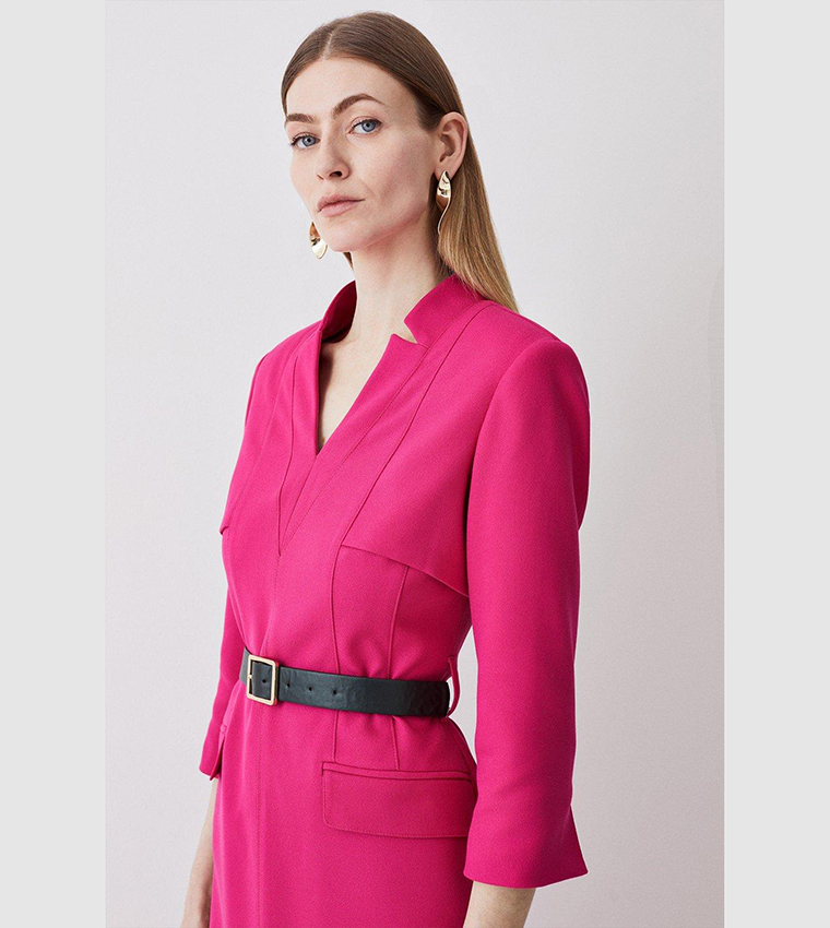 Buy Karen Millen Structured Crepe Storm Flap Column Maxi Dress In Pink ...