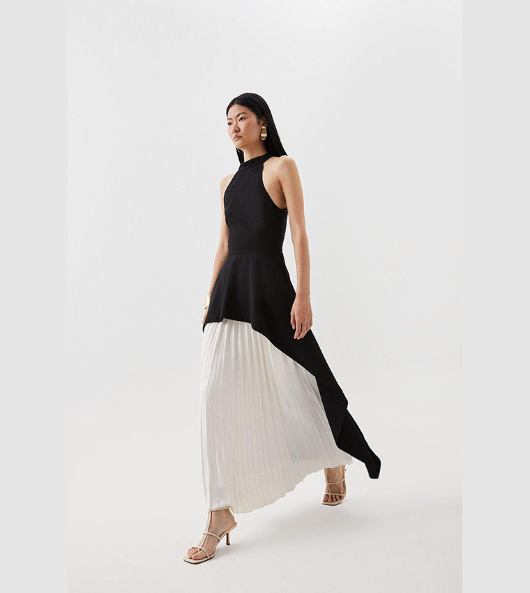 Buy Karen Millen Soft Tailored Waterfall Hem High Neck Midi Dress In ...