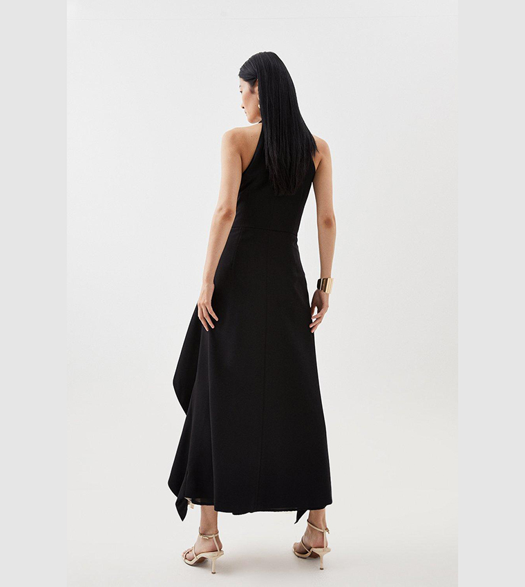 Buy Karen Millen Soft Tailored Waterfall Hem High Neck Midi Dress In ...