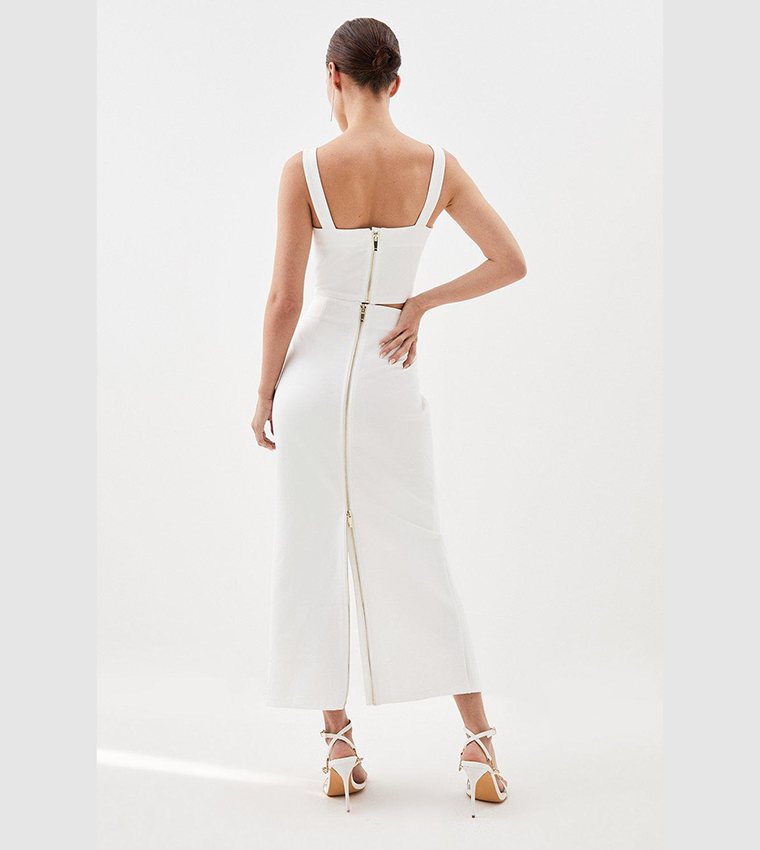 Buy Karen Millen Petite Ponte Strappy Crop Top Split Front Skirt Jersey ...