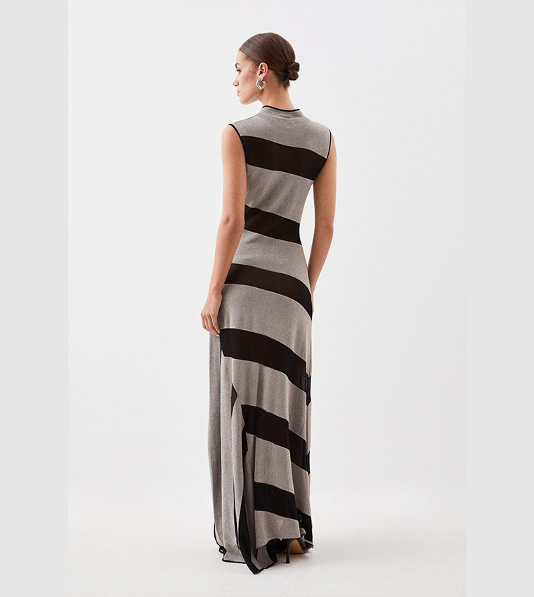 Buy Karen Millen Petite Slinky Sheer Metallic Knit Maxi Dress In Gold ... Buy Karen Millen Petite Slinky Sheer Metallic Knit Maxi Dress In Gold ...
