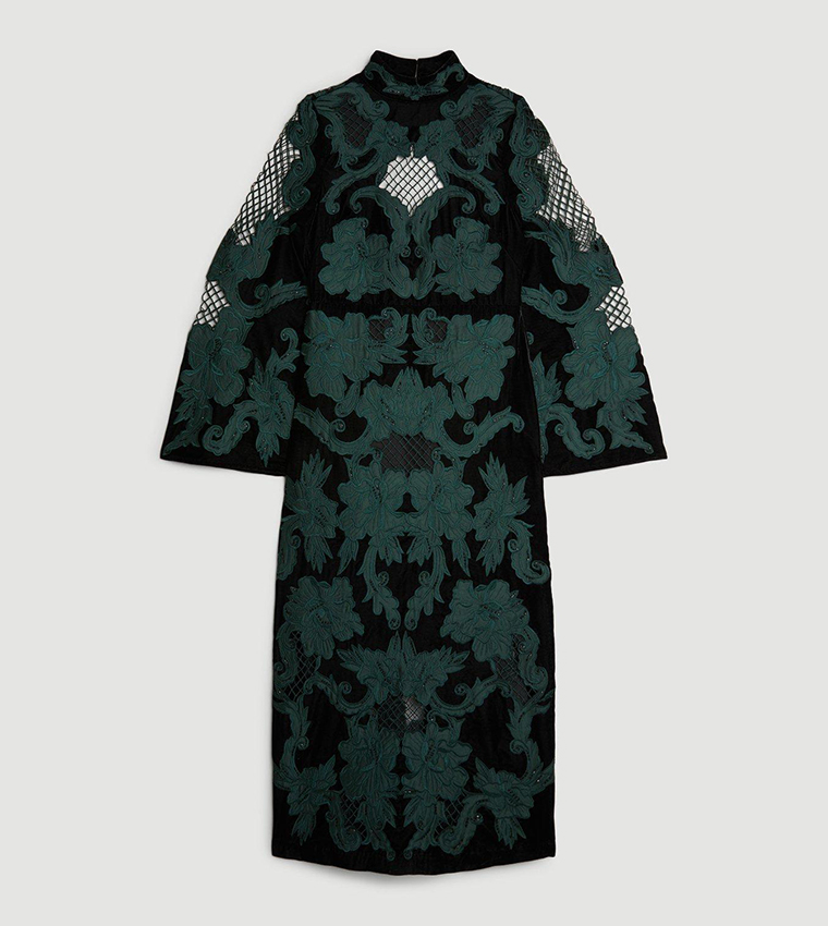 Buy Karen Millen Velvet Applique Woven Column Dress In FIG | 6thStreet ...