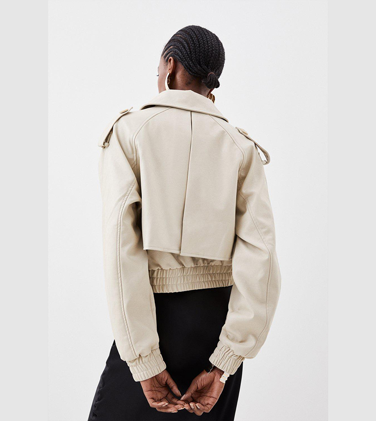 Buy Karen Millen Pu Bomber Mac Bomber Jacket In Beige | 6thStreet UAE