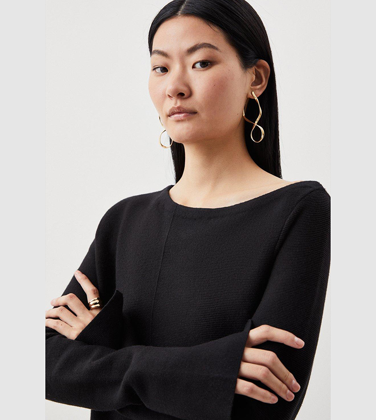 Buy Karen Millen Compact Knit Wool Look Drop Shoulder Midi Dress In ...