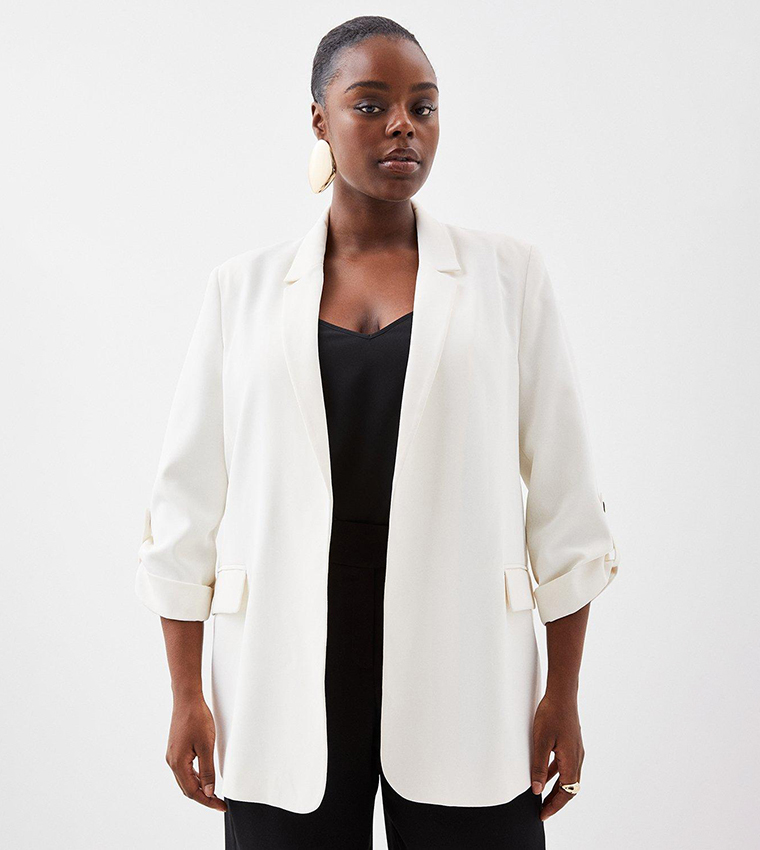 Buy Karen Millen Soft Tailored Relaxed Fit Blazer In White | 6thStreet UAE