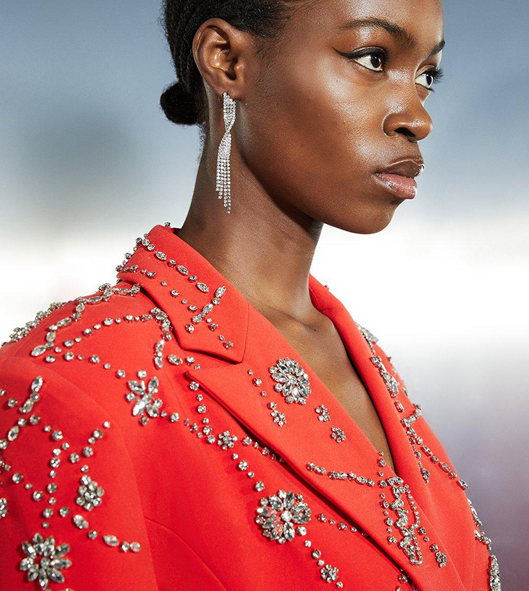 Buy Karen Millen Crystal Embellished Cady Blazer Woven Mini Dress In ...