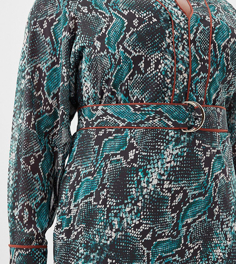 Buy Karen Millen Plus Size Printed Woven Maxi Dress With Scarf Detail ...
