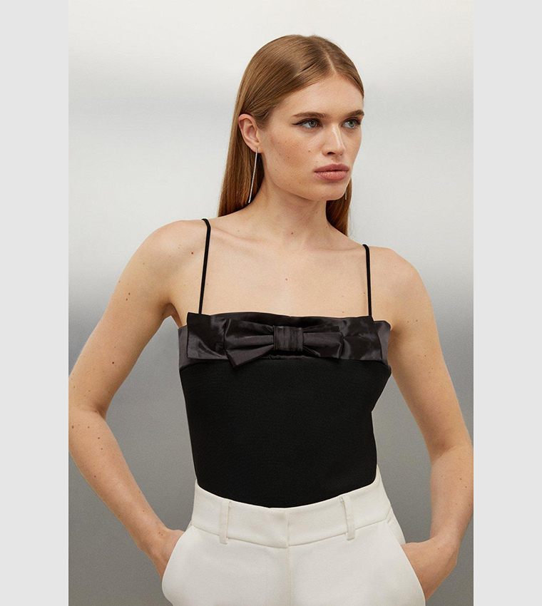 Buy Karen Millen Figure Form Bandage Bow Detail Knit Cami Top In Black ...