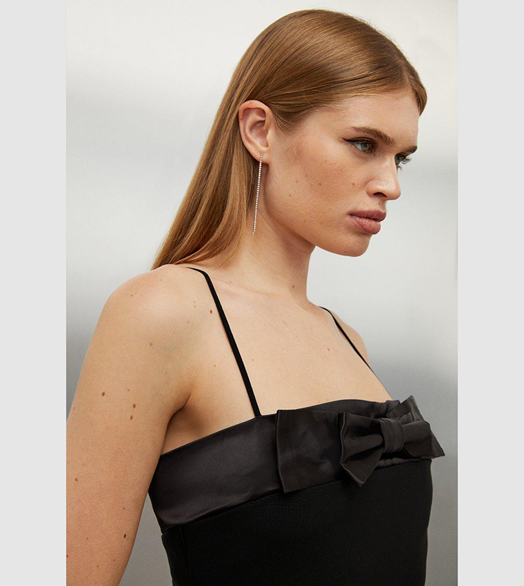 Buy Karen Millen Figure Form Bandage Bow Detail Knit Cami Top In Black ...