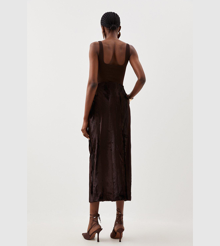 Buy Karen Millen Tailored Signature Pony Skin High Waist Midi Skirt In ...