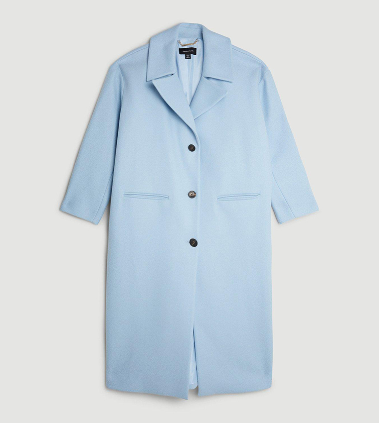 Buy Karen Millen Italian Wool Oversize Boxy Coat In Blue | 6thStreet Oman