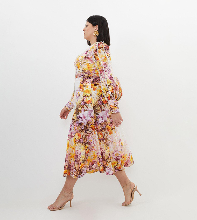 Buy Karen Millen Trailing Floral Woven Plunge Maxi Dress In FLORAL ...