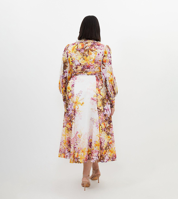 Buy Karen Millen Trailing Floral Woven Plunge Maxi Dress In FLORAL ...