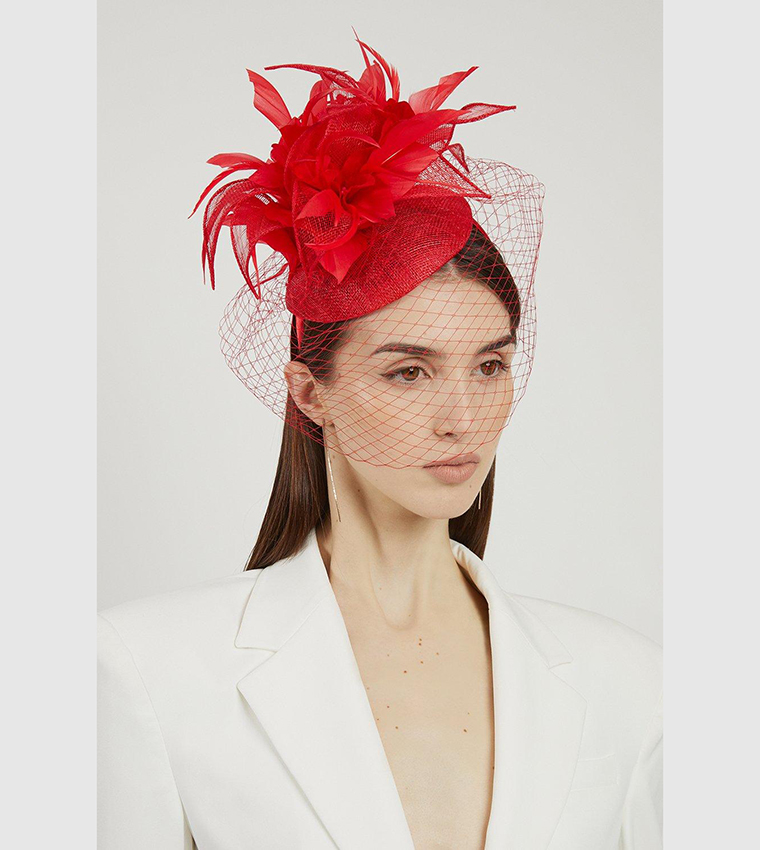 Buy Karen Millen Dramatic Flower Viel Fascinator In Red | 6thStreet UAE