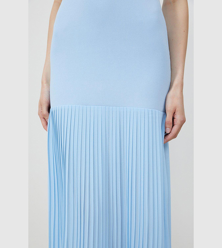 Buy Karen Millen Outlet Figure Form Woven Bandage Mix Dress In Blue ...