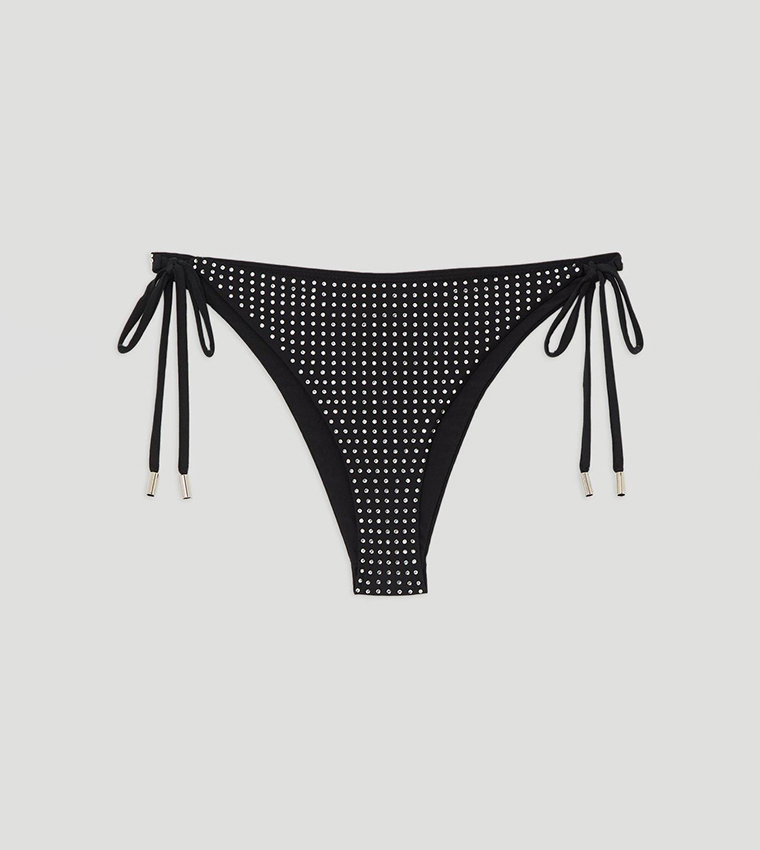 Buy Karen Millen Embellished Triangle Bikini Bottom In Black ...