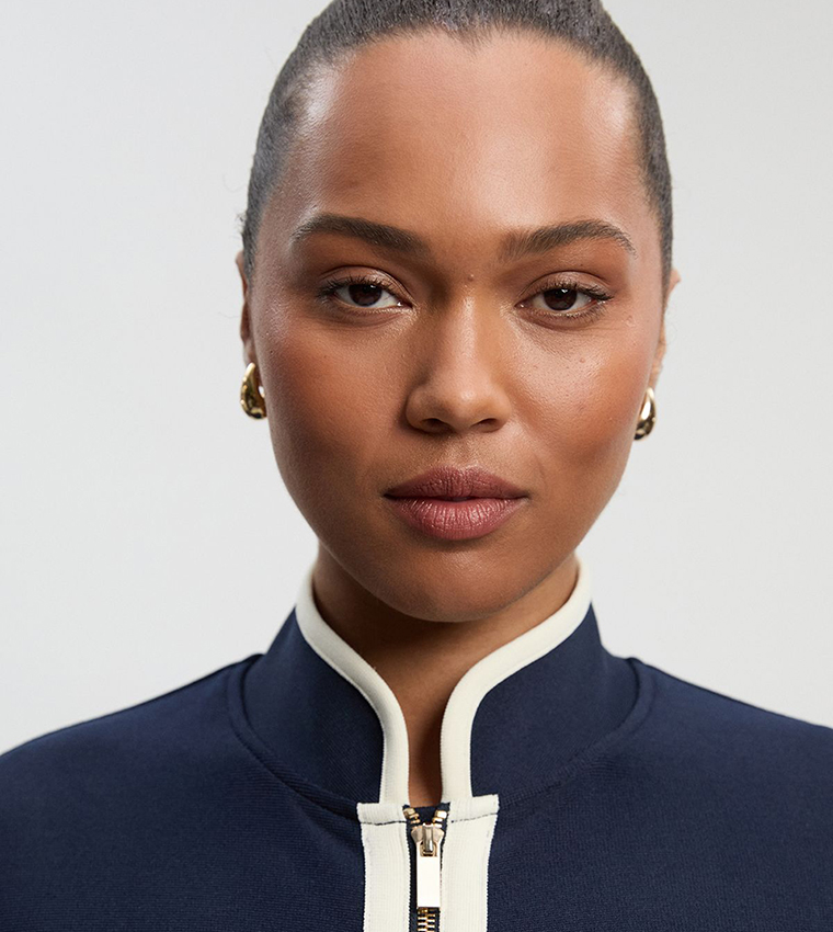 Buy Karen Millen Curve Figure Form Bandage Knit Piping Detail Military ...