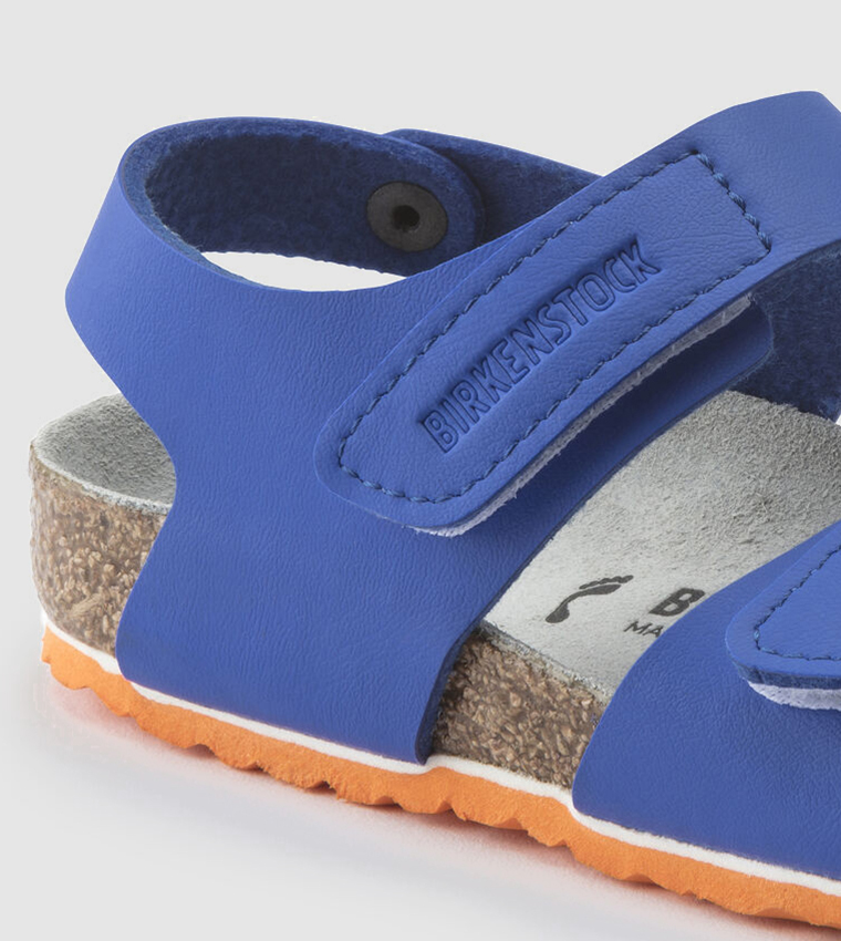 Buy Birkenstock Palu Kids Logo BS Birko Flor Ultra Blue Orange In Blue ...