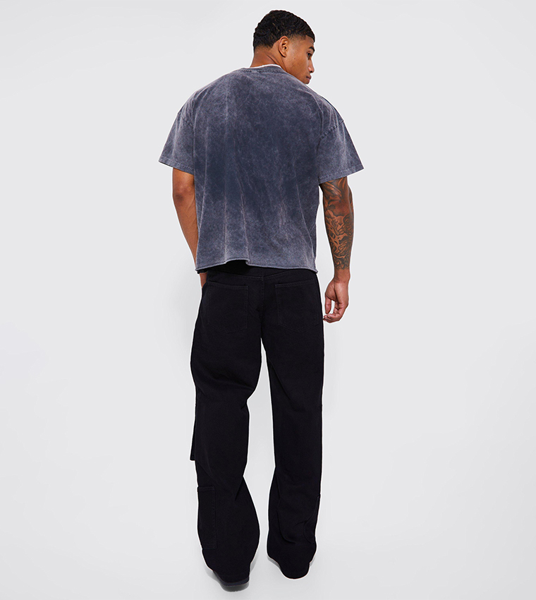 Buy Boohoo Outlet Baggy Fit Multi Cargo Pocket Jeans In Black ...