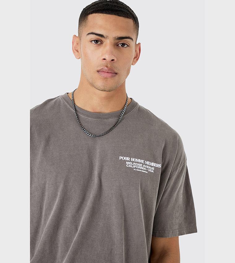 Buy Boohoo Oversized Boxy Overdyed Graphic T Shirt In Brown | 6thStreet ...