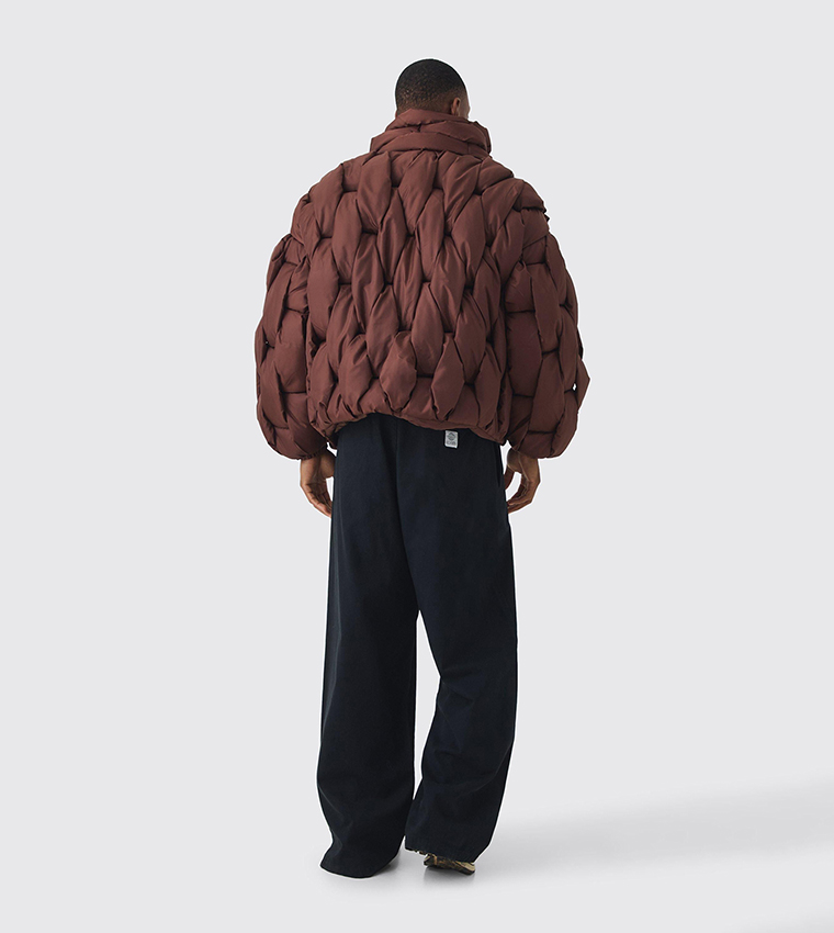 Buy BoohooMAN Hand Weft Padded Puffer Jacket In Brown | 6thStreet UAE